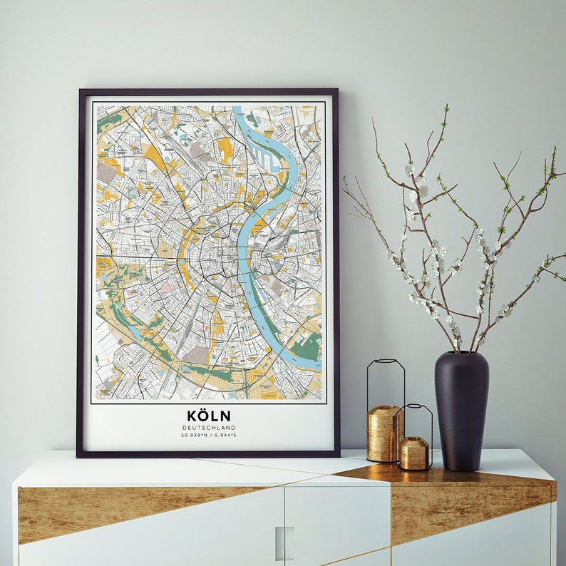 Cologne Map Print, Street Names Cologne Print, Printable Map of Cologne ...