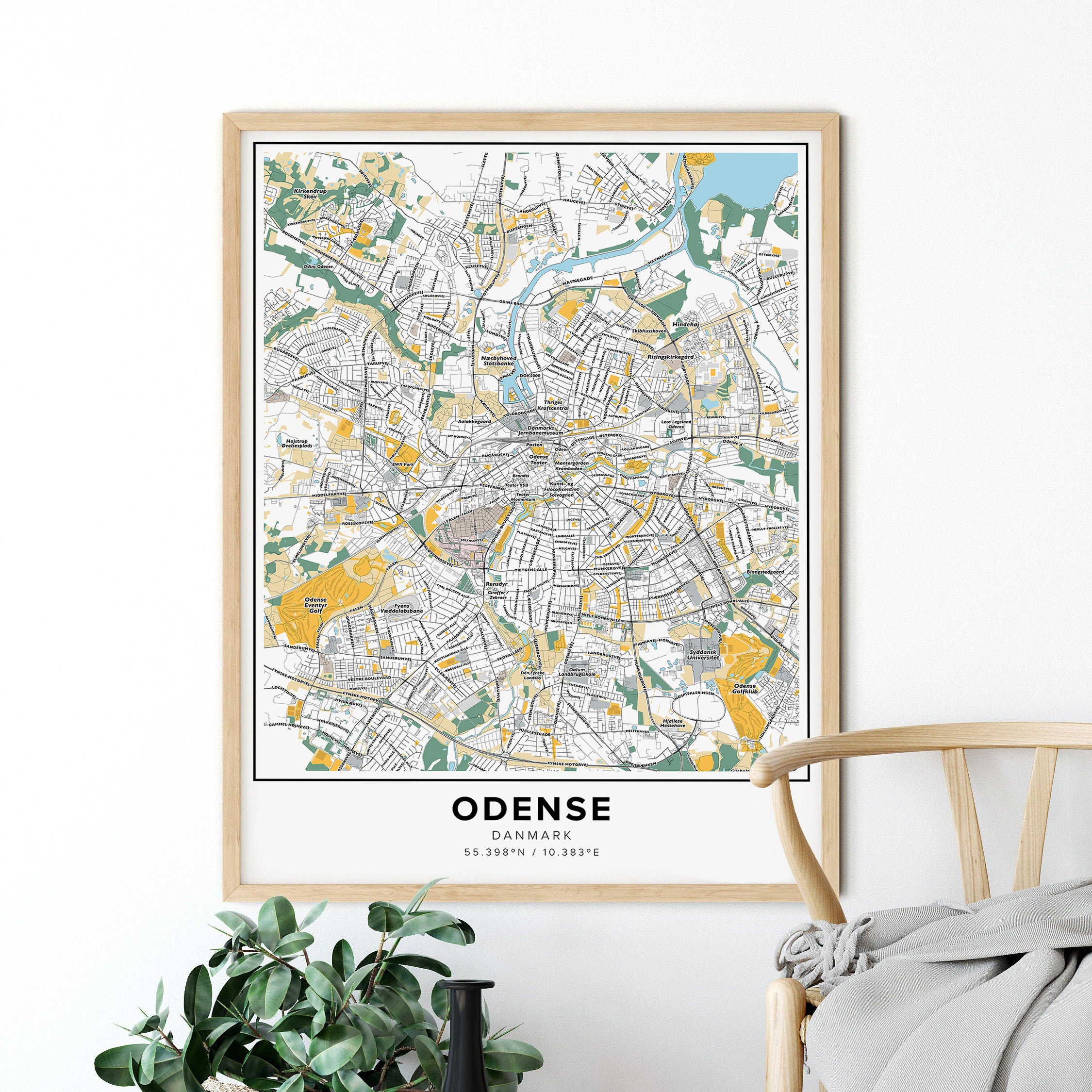Odense Map Print Street Names Odense Print Printable Map of - Etsy