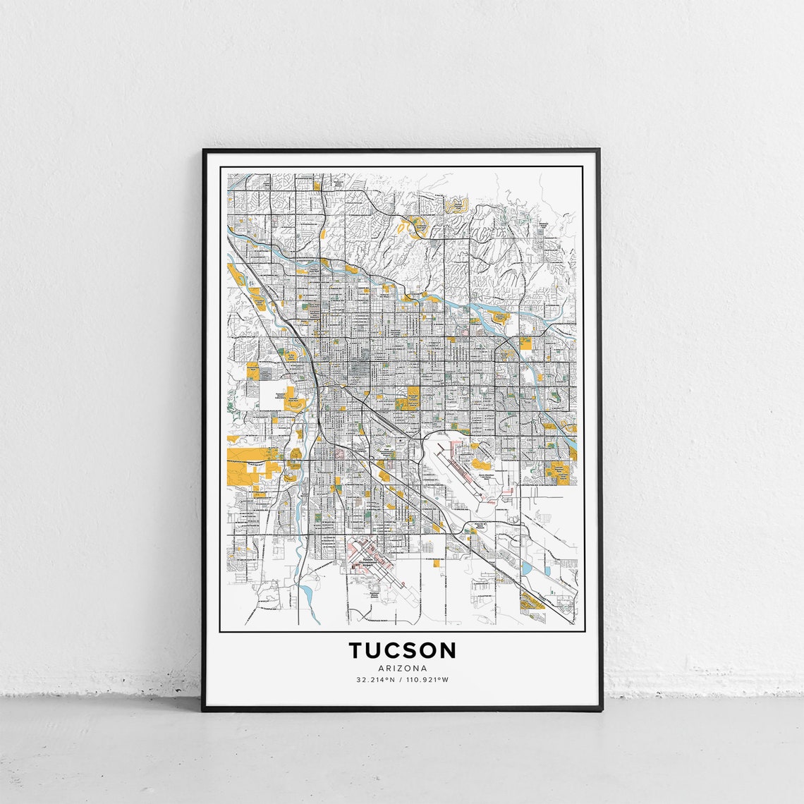 Tucson Map Print Street Names Tucson Print Printable Map of | Etsy