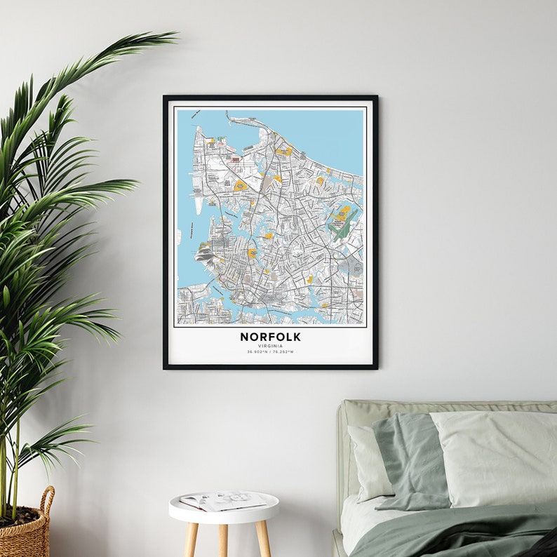 Norfolk Map Print Street Names Norfolk Print Printable Map - Etsy