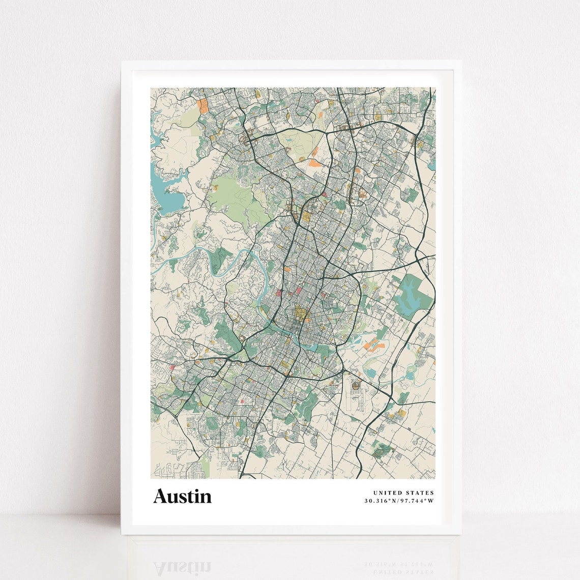 Austin Map Poster, Retro Austin Decor, Texas Austin Gift Poster Wall ...