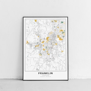 Franklin Map Print, Street Names Franklin Print, Printable Map of ...