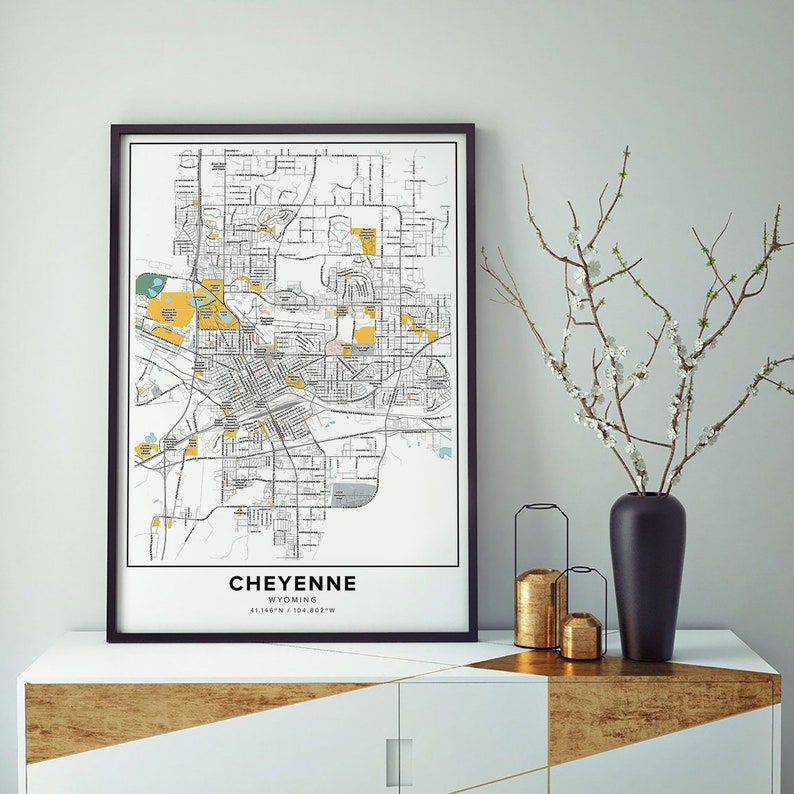 Cheyenne Map Print, Street Names Cheyenne Print, Printable Map of ...