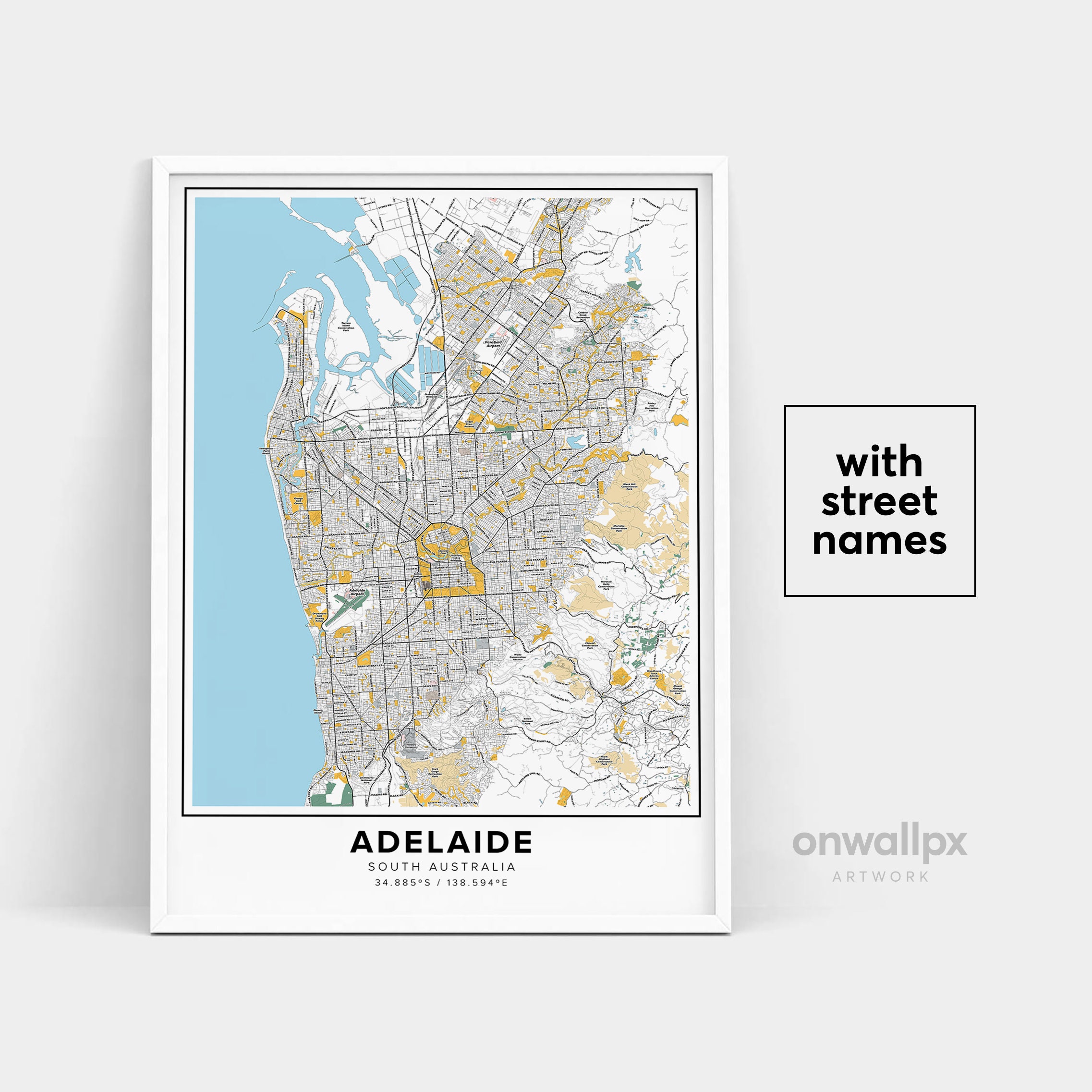 Adelaide Map Print, Street Names Adelaide Print, Printable Map of ...