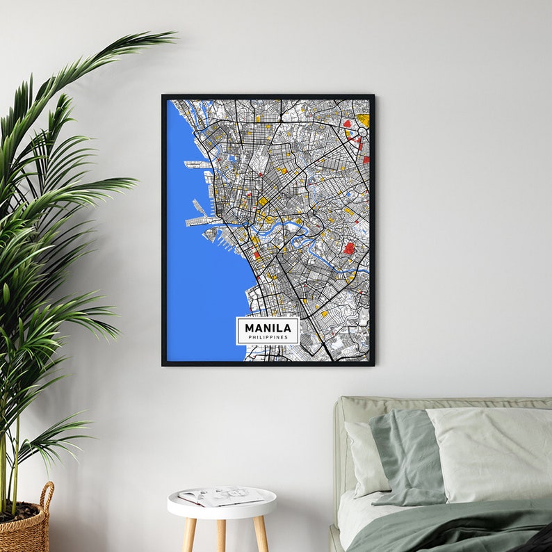 Manila Map, Manila Philippines Map, Manila Print, Manila Poster Wall ...
