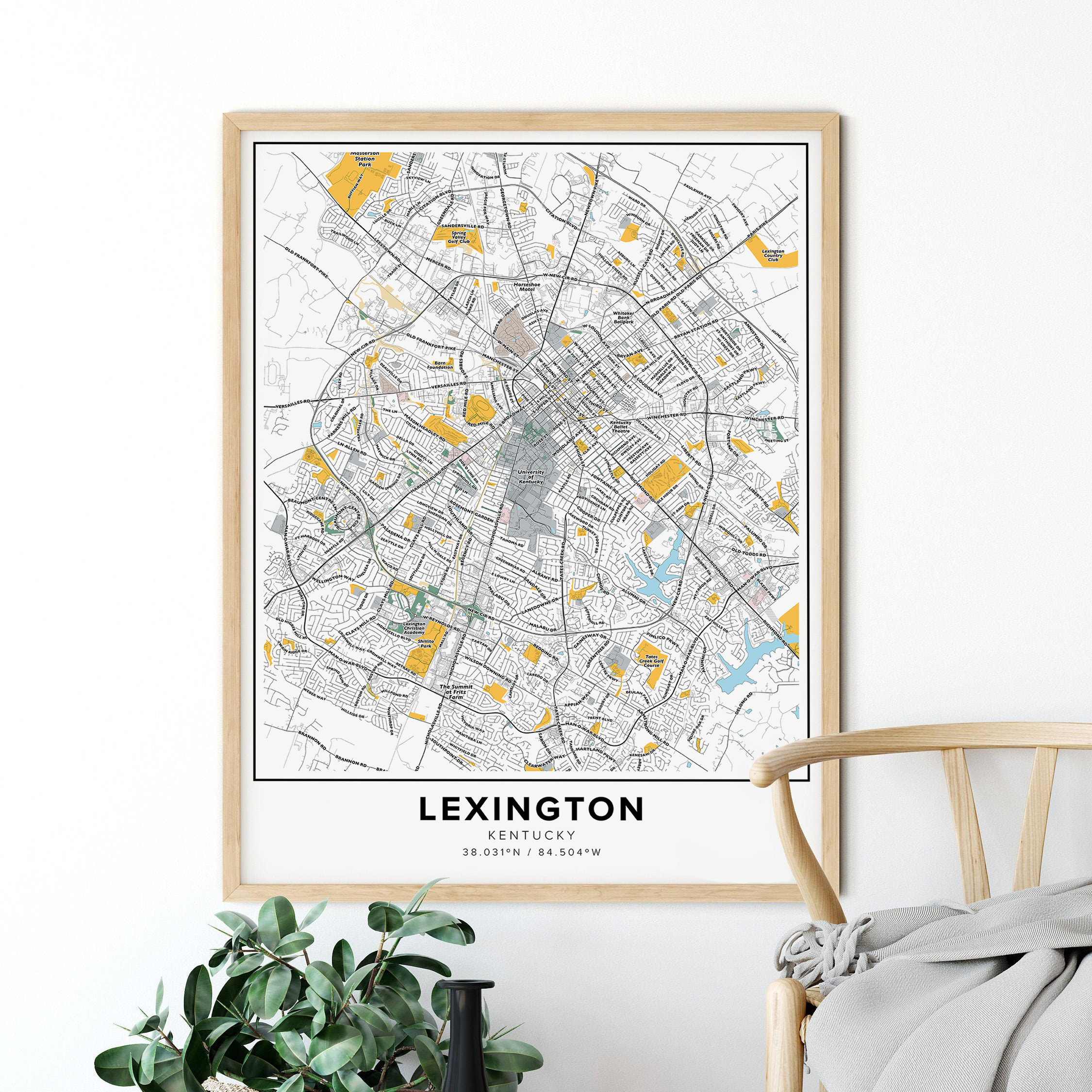 Lexington Map Print, Street Names Lexington Print, Printable Map of ...
