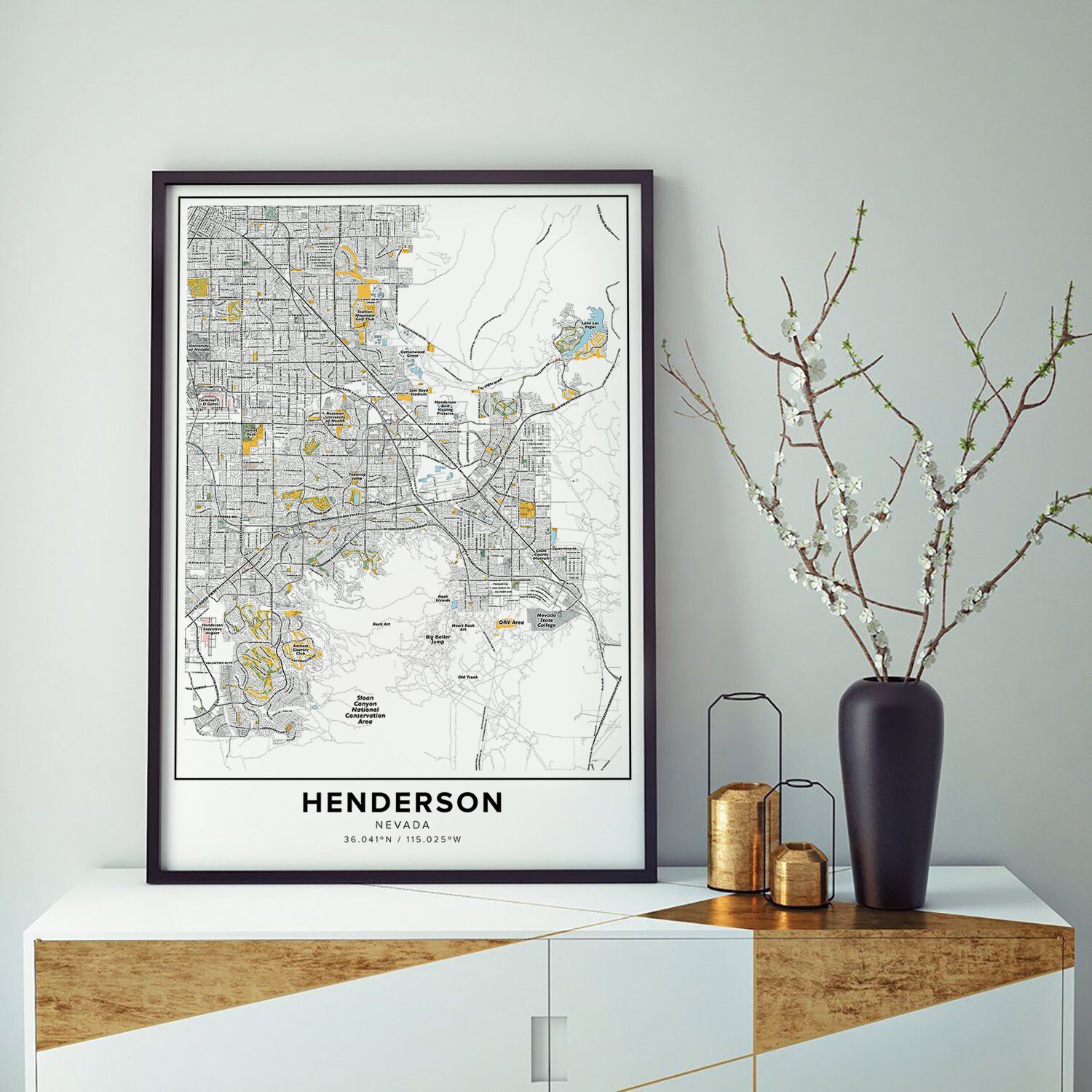 Henderson Map Print, Street Names Henderson Print, Printable Map of ...