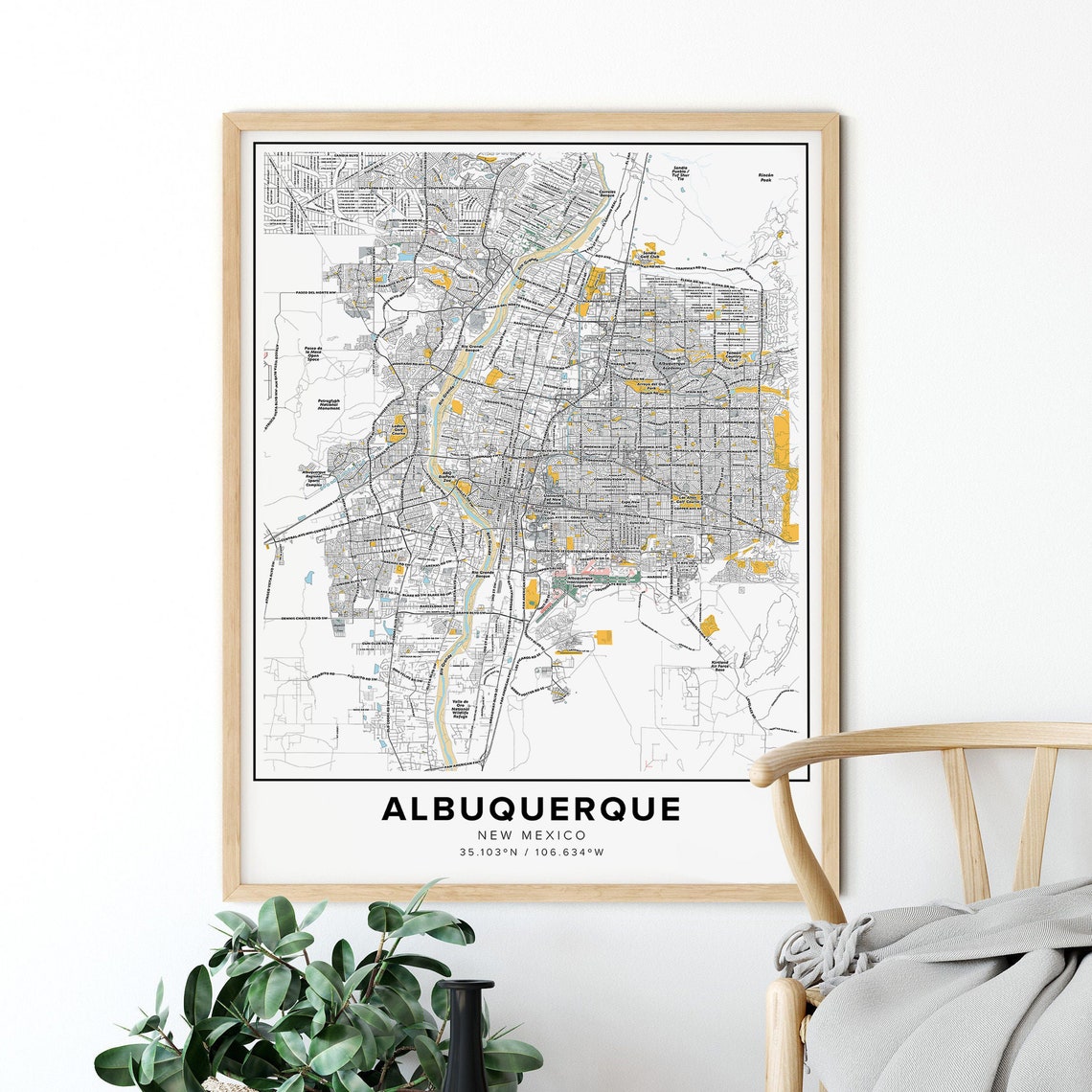 Albuquerque Map Print, Street Names Albuquerque Print, Map of ...