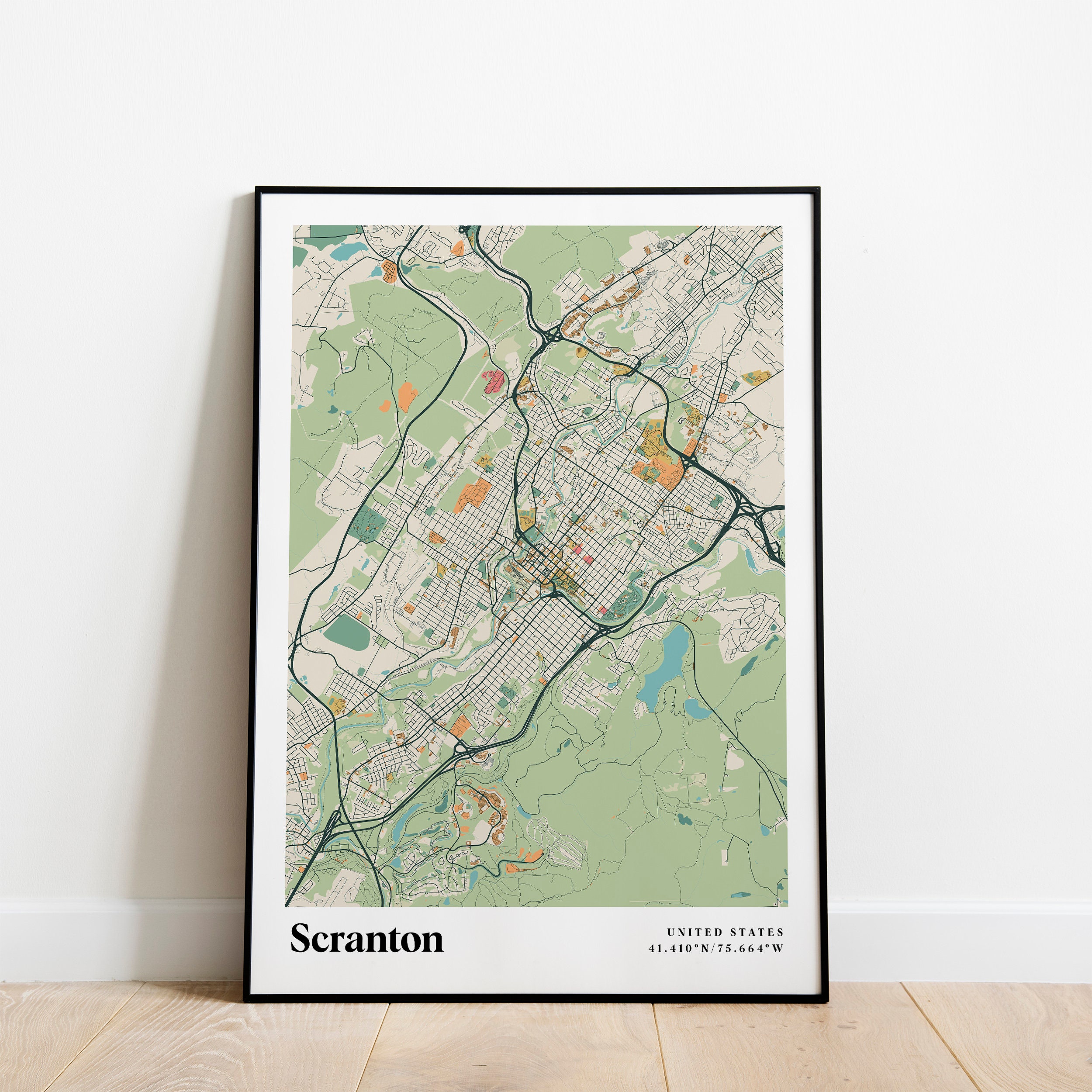 Scranton Map Print Poster Retro Scranton Map Art Vintage - Etsy