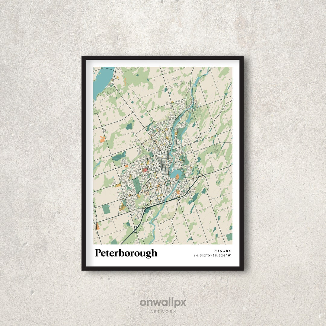 Peterborough Karte Posterdruck, Retro Peterborough Karte Dekor, Vintage ...