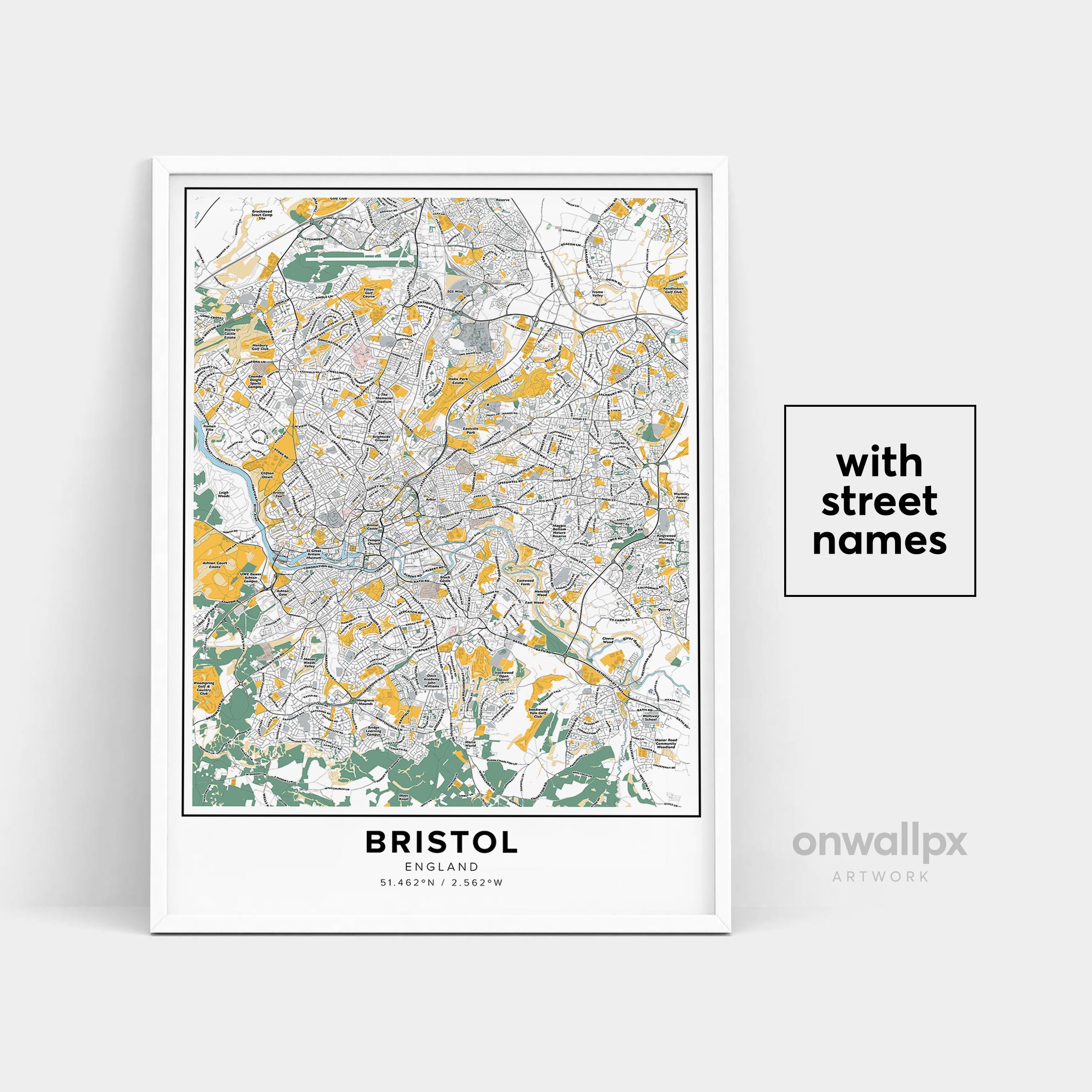 Bristol Map Print, Street Names Bristol Print, Printable Map of Bristol ...