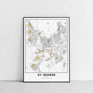 St George Map Print, Street Names St George Print, Printable Map of St ...