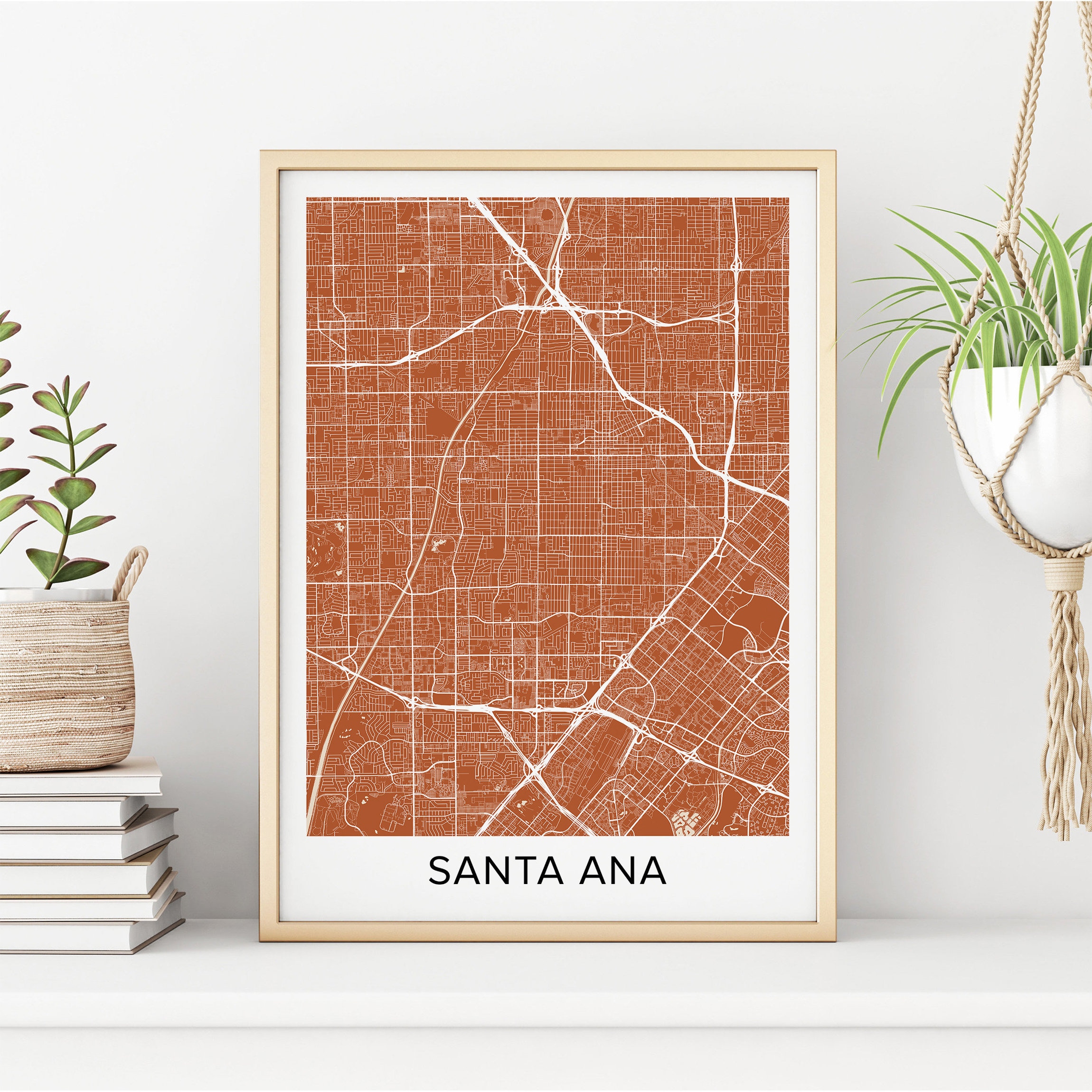 Santa Ana Map Art Print Santa Ana Rust Color Map Poster - Etsy UK