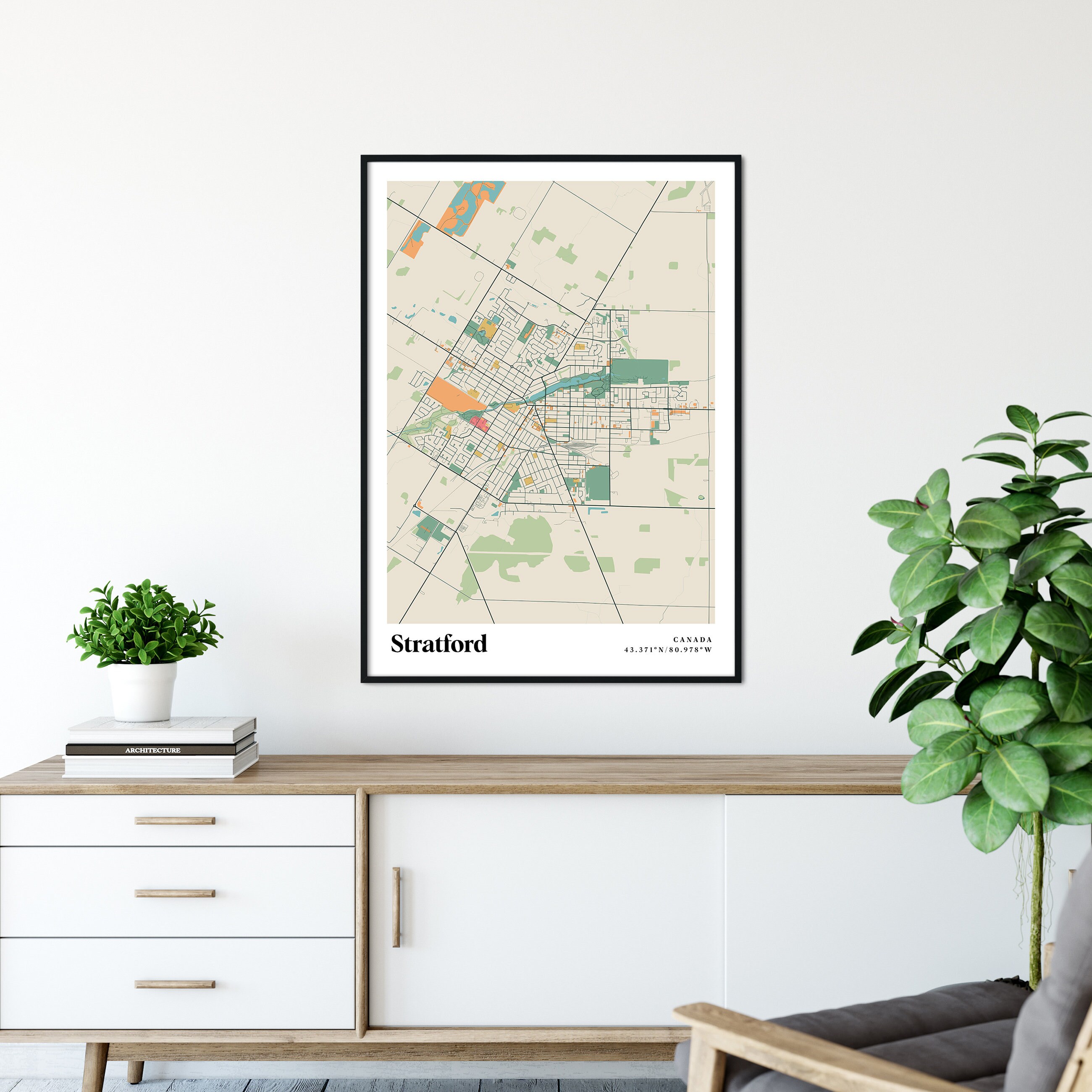 Stratford Map Poster Print, Retro Stratford Map Decor, Vintage ...