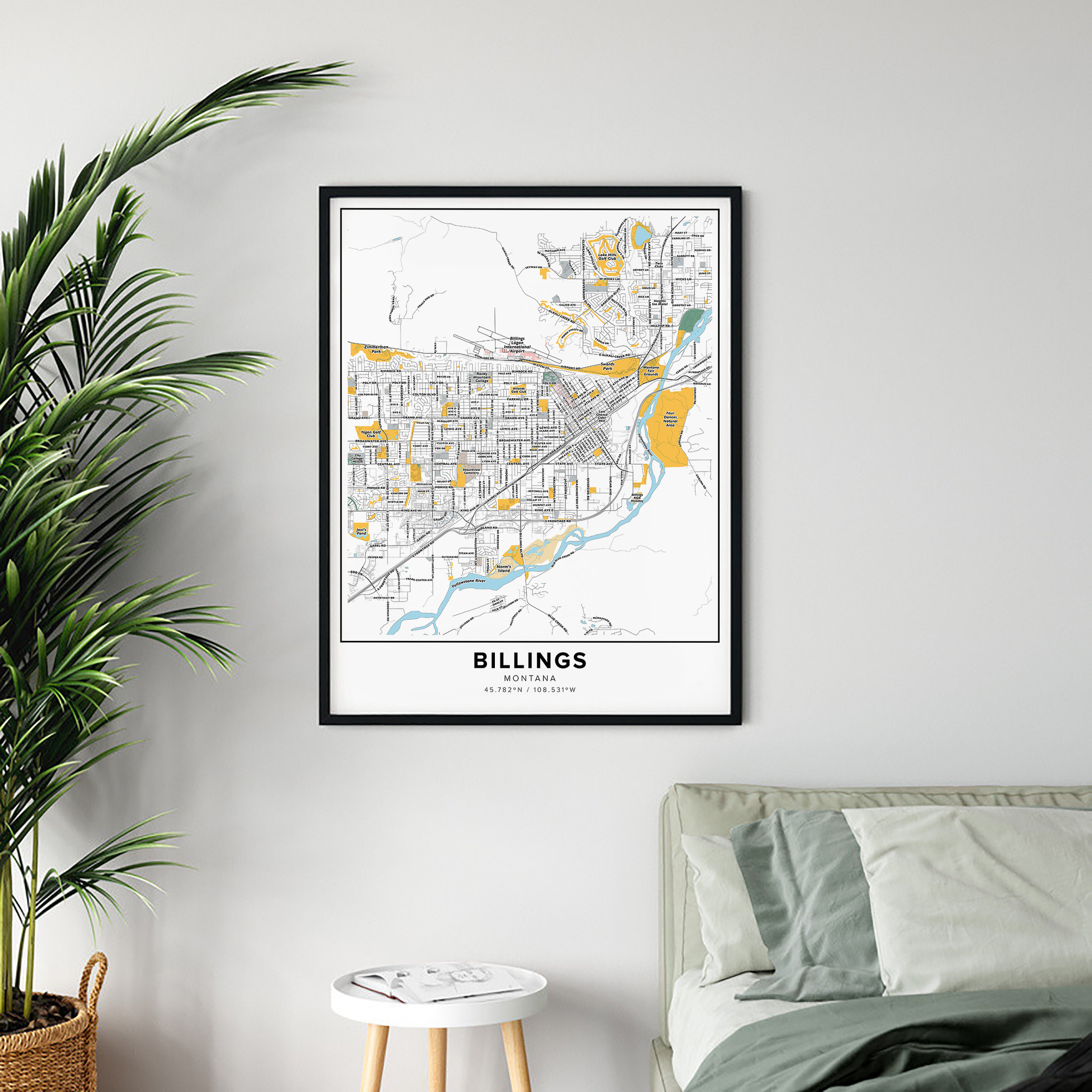 Billings Map Print, Street Names Billings Print, Printable Map of ...