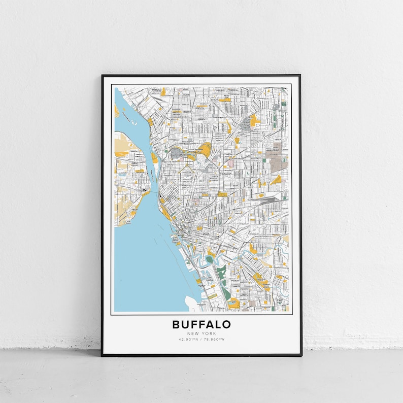 Buffalo Map Print, Street Names Buffalo Print, Printable Map of Buffalo ...