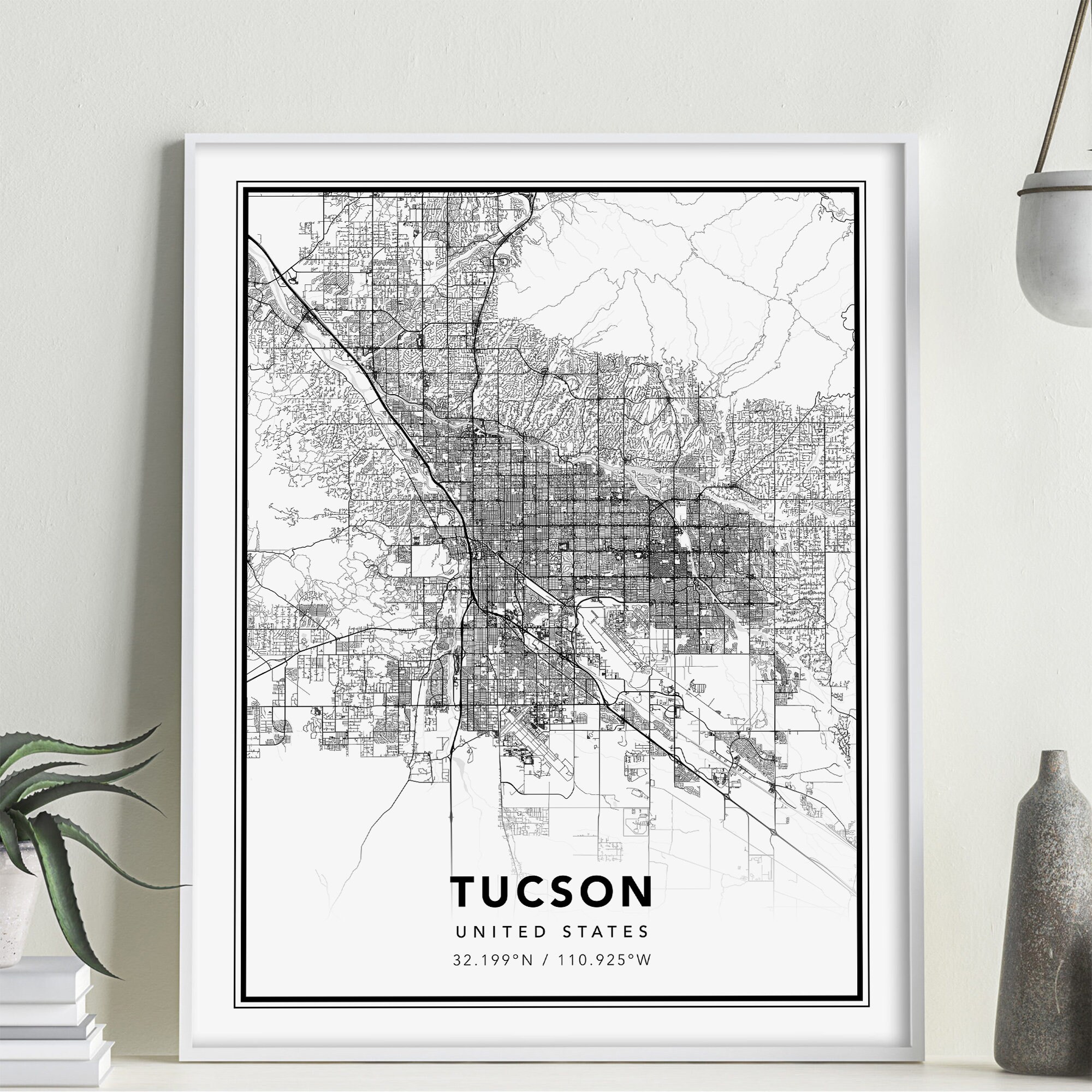 Tucson Map Print, Tucson Poster, Tucson Wall Art, Tucson City Map ...