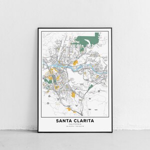 Santa Clarita Map Print, Street Names Santa Clarita, Map of Santa ...