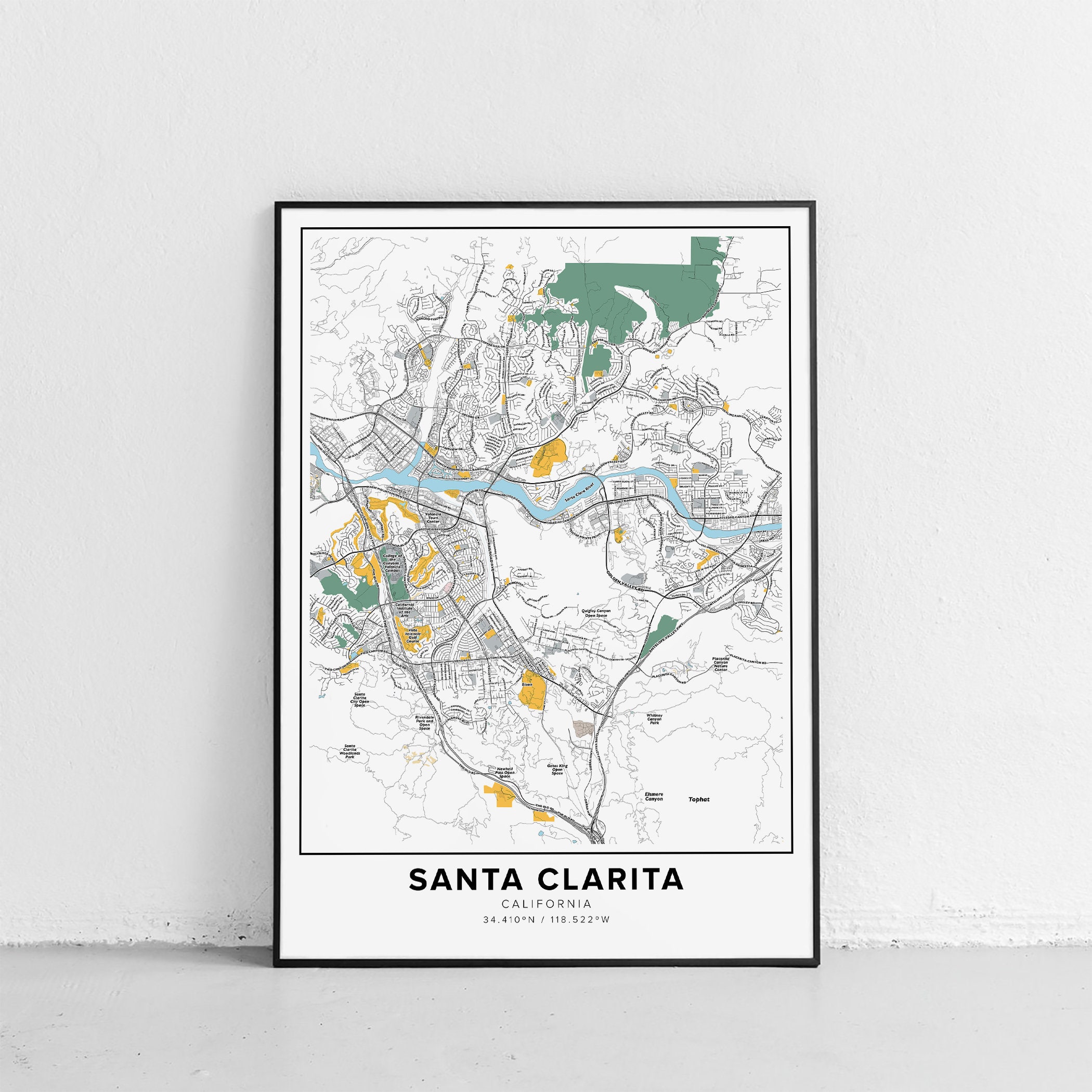 Santa Clarita Map Print, Street Names Santa Clarita, Map of Santa ...