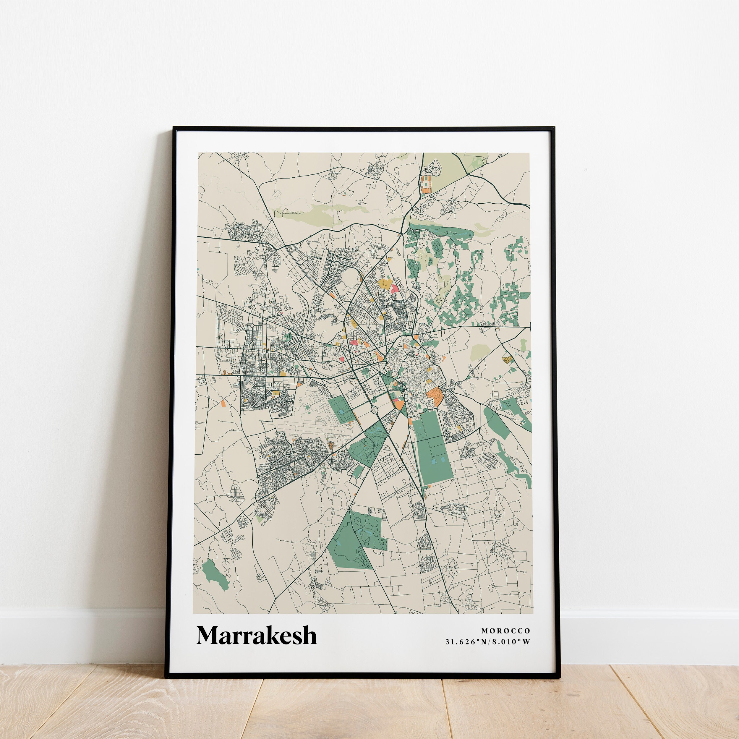 Marrakesh Map Poster Retro Marrakesh Map Decor Vintage | Etsy