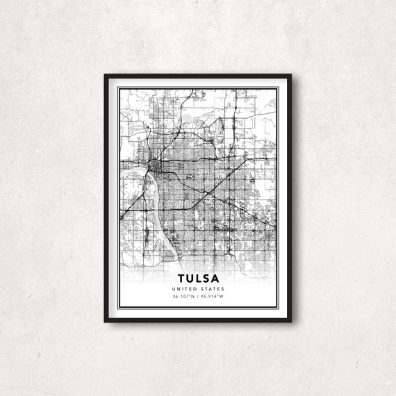 Tulsa Map Print Tulsa Poster Tulsa Wall Art Tulsa City Map | Etsy