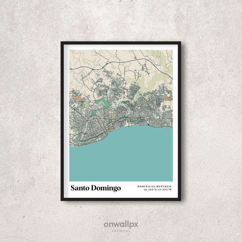 Santo Domingo Map Poster Retro Santo Domingo Map Vintage - Etsy UK