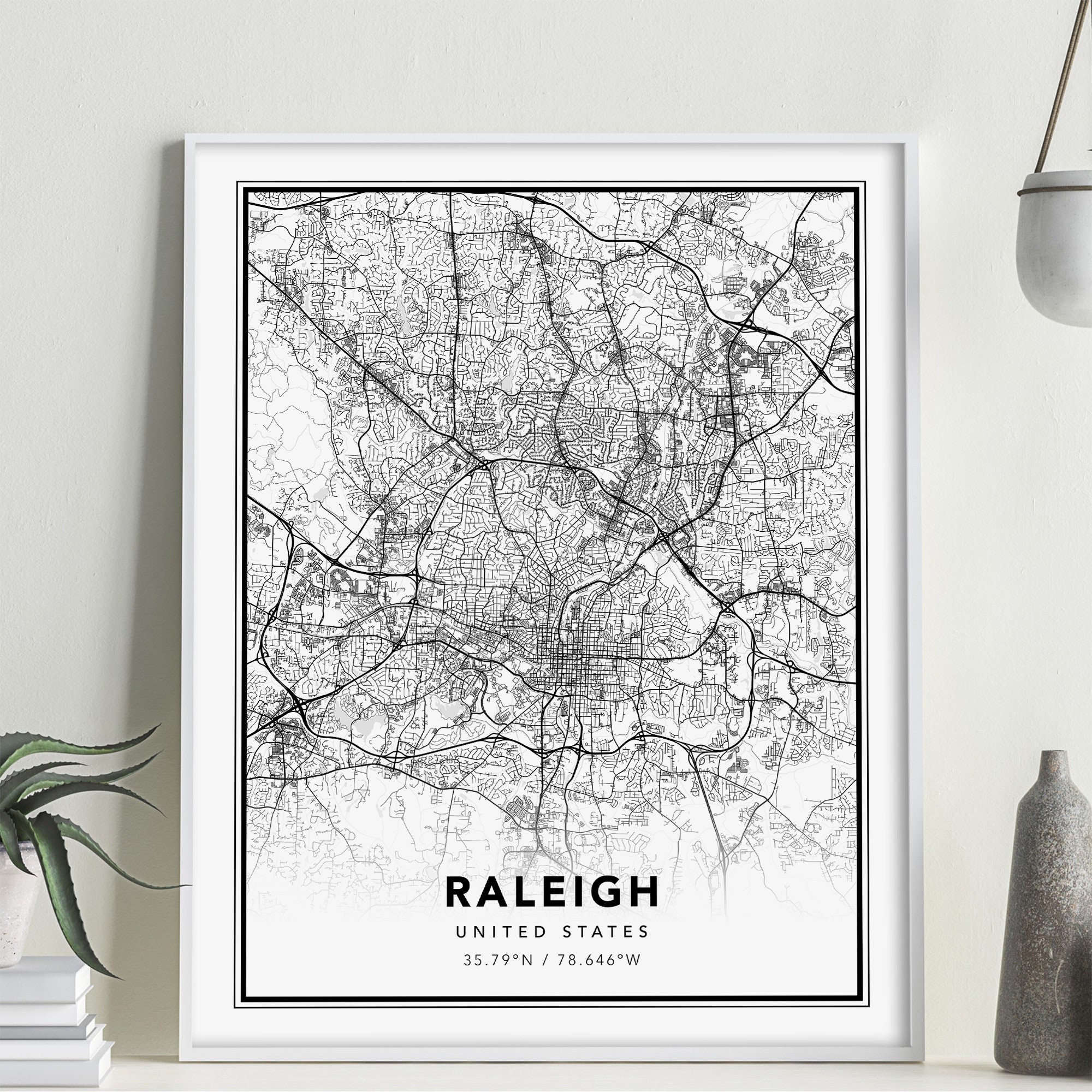Raleigh Map Print, Raleigh Poster, Raleigh Wall Art, Raleigh City Map ...