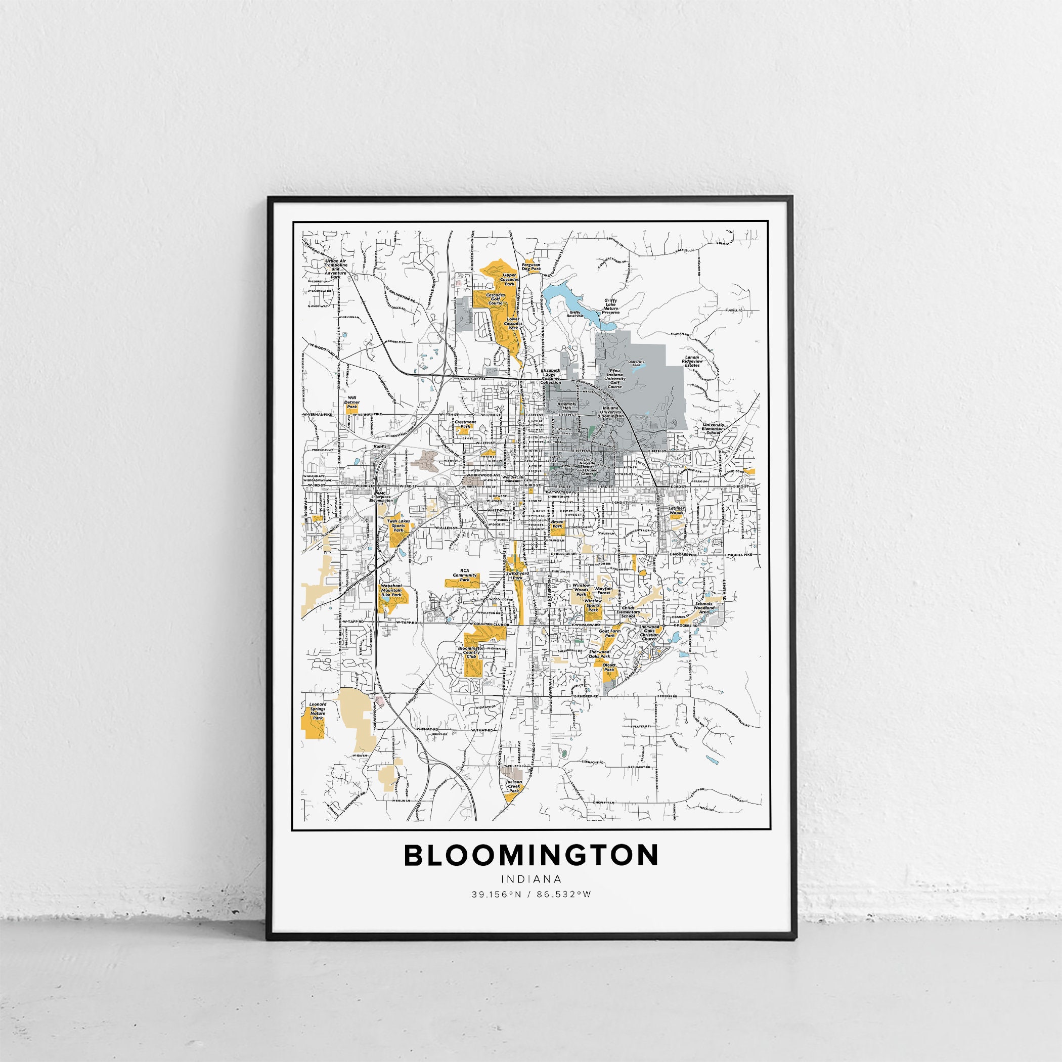 Bloomington Map Print Street Names Bloomington Print Map of - Etsy