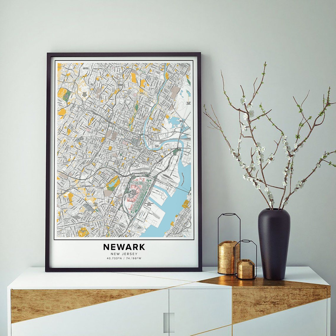 Newark Map Print, Street Names Newark Print, Printable Map of Newark ...