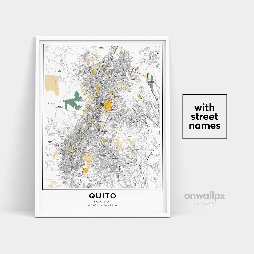Quito Map Print, Street Names Quito Print, Printable Map of Quito, City ...