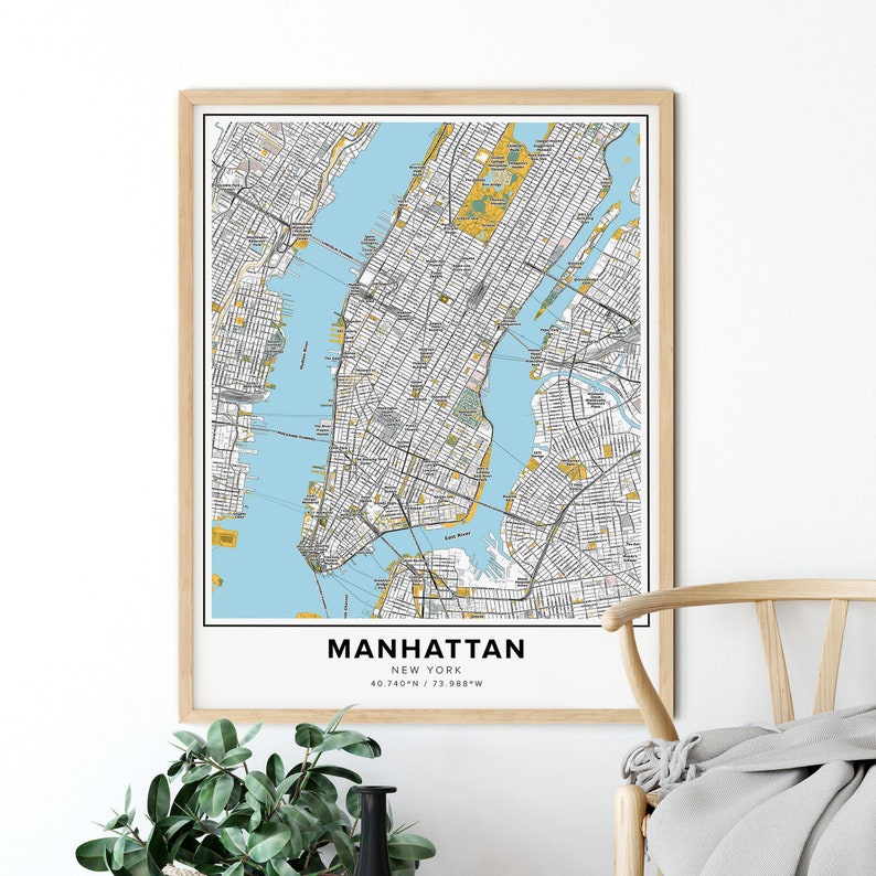 Manhattan Map Print, Street Names Manhattan Print, Printable Map of ...