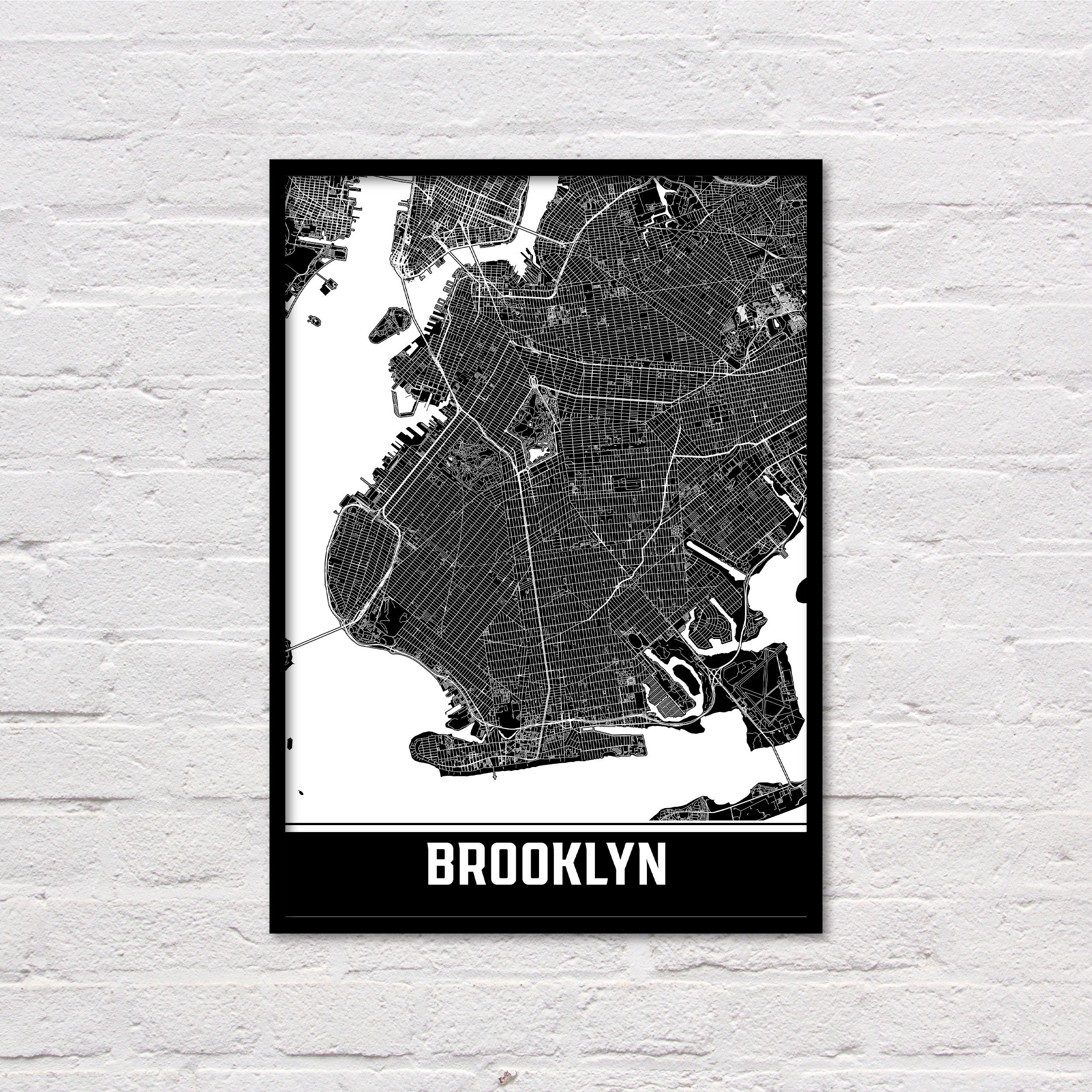 Brooklyn Map Print Brooklyn New York Map Wall Art Brooklyn - Etsy