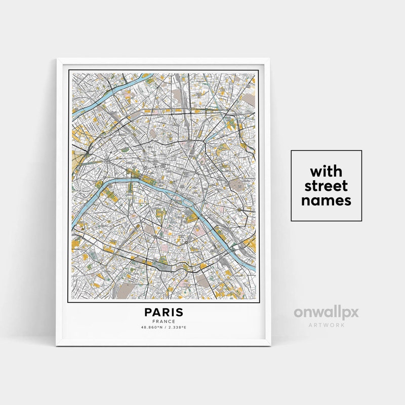 Paris on a Map of France - Etsy