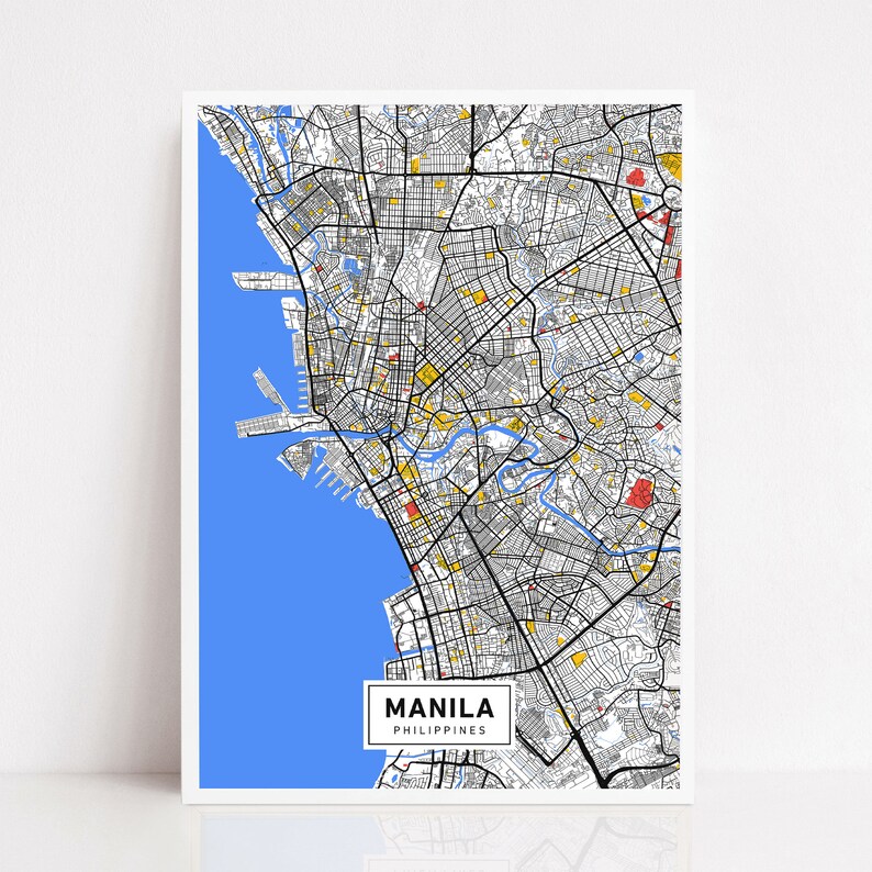 Manila Map Manila Philippines Map Manila Print Manila - Etsy