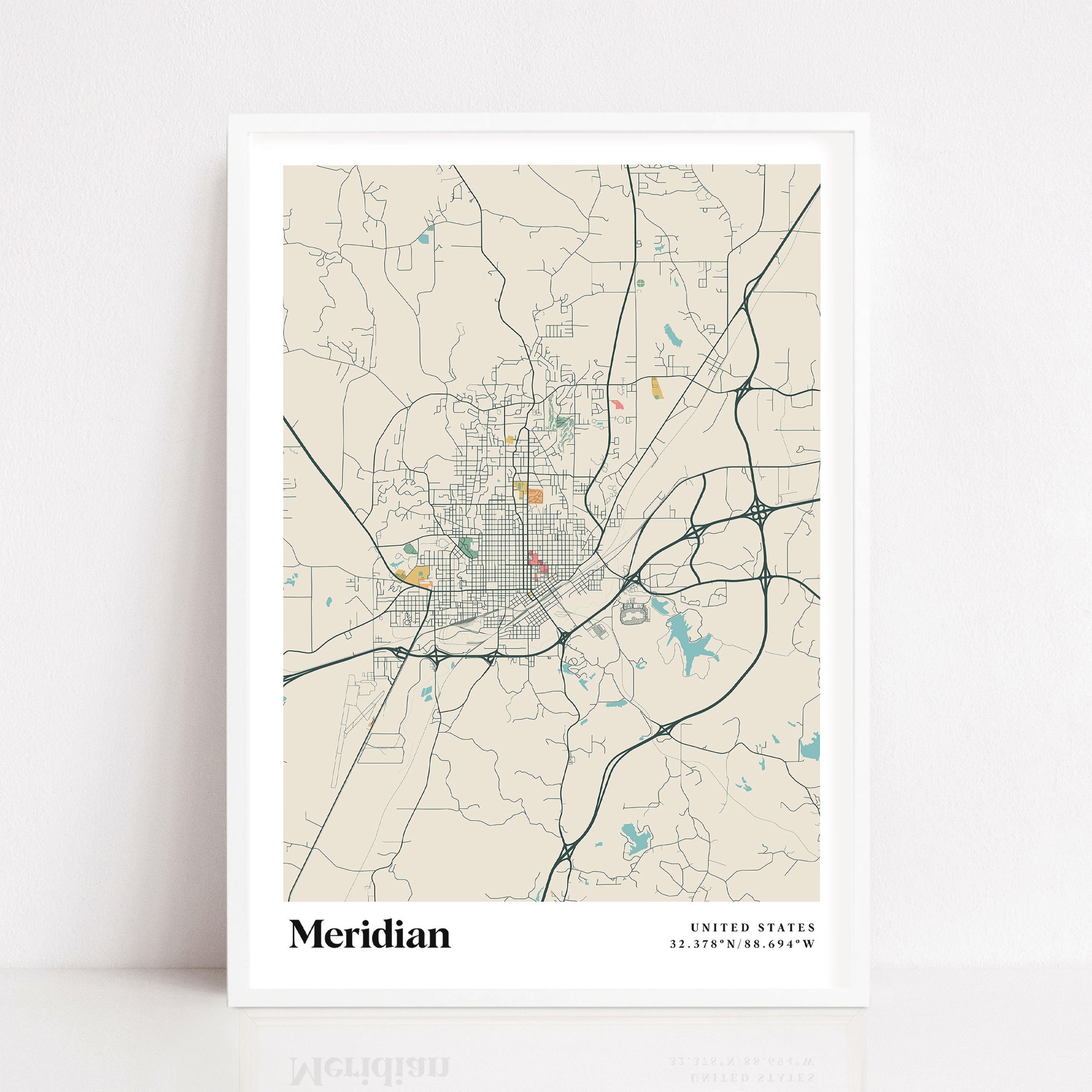 Meridian Print Map Retro Meridian Map Poster Vintage - Etsy