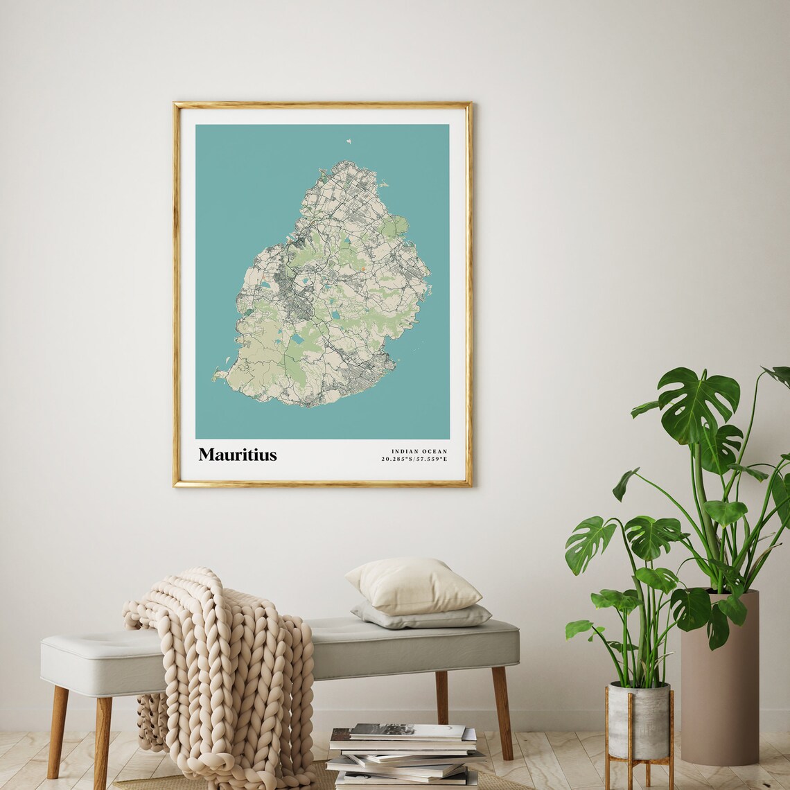 Mauritius Print Map Retro Mauritius Map Poster Vintage - Etsy