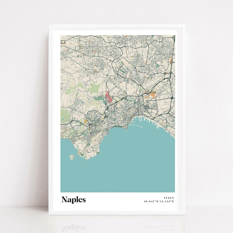 Naples Print Map Retro Charm Naples Map Poster Vintage - Etsy