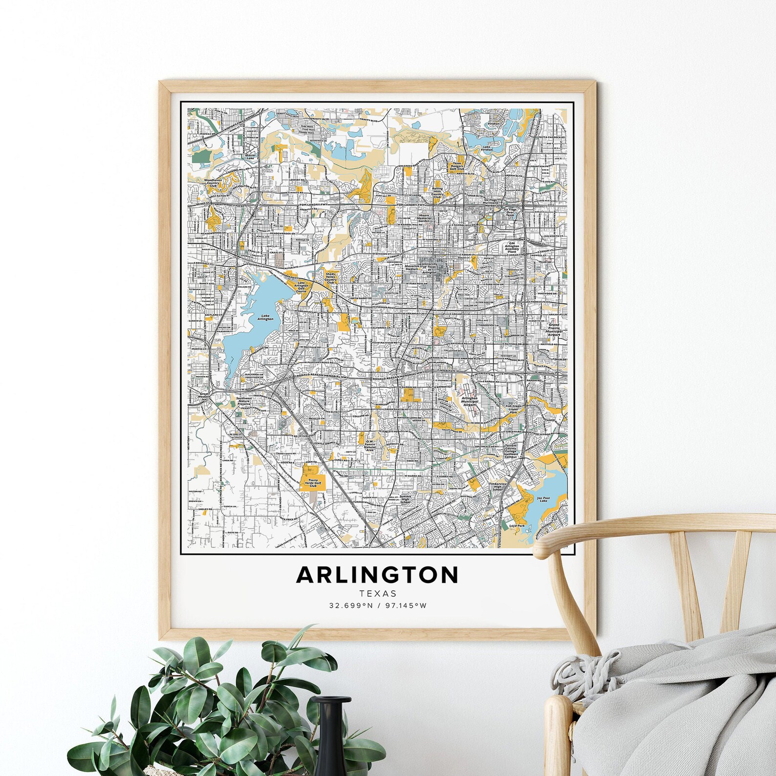 Arlington Map Print, Street Names Arlington Print, Printable Map of ...