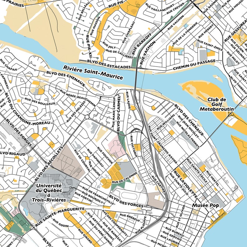 Trois-rivières Map Print, Street Names Trois-rivières Print, Trois ...