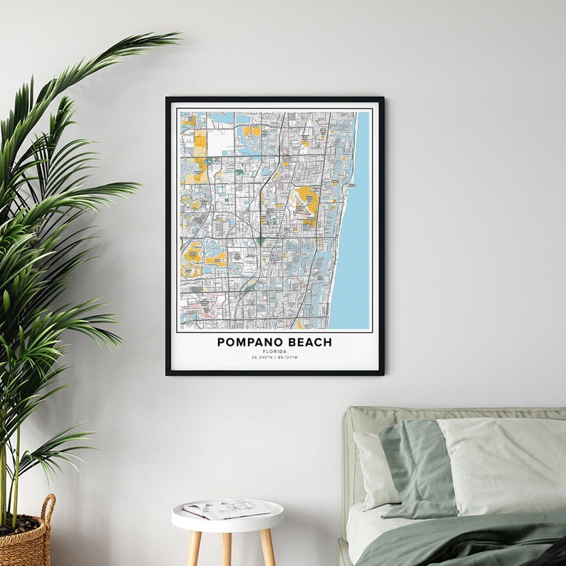 Pompano Beach Map Print, Street Names Pompano Beach Print, Map of ...