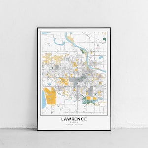 Lawrence Map Print, Street Names Lawrence Print, Printable Map of ...