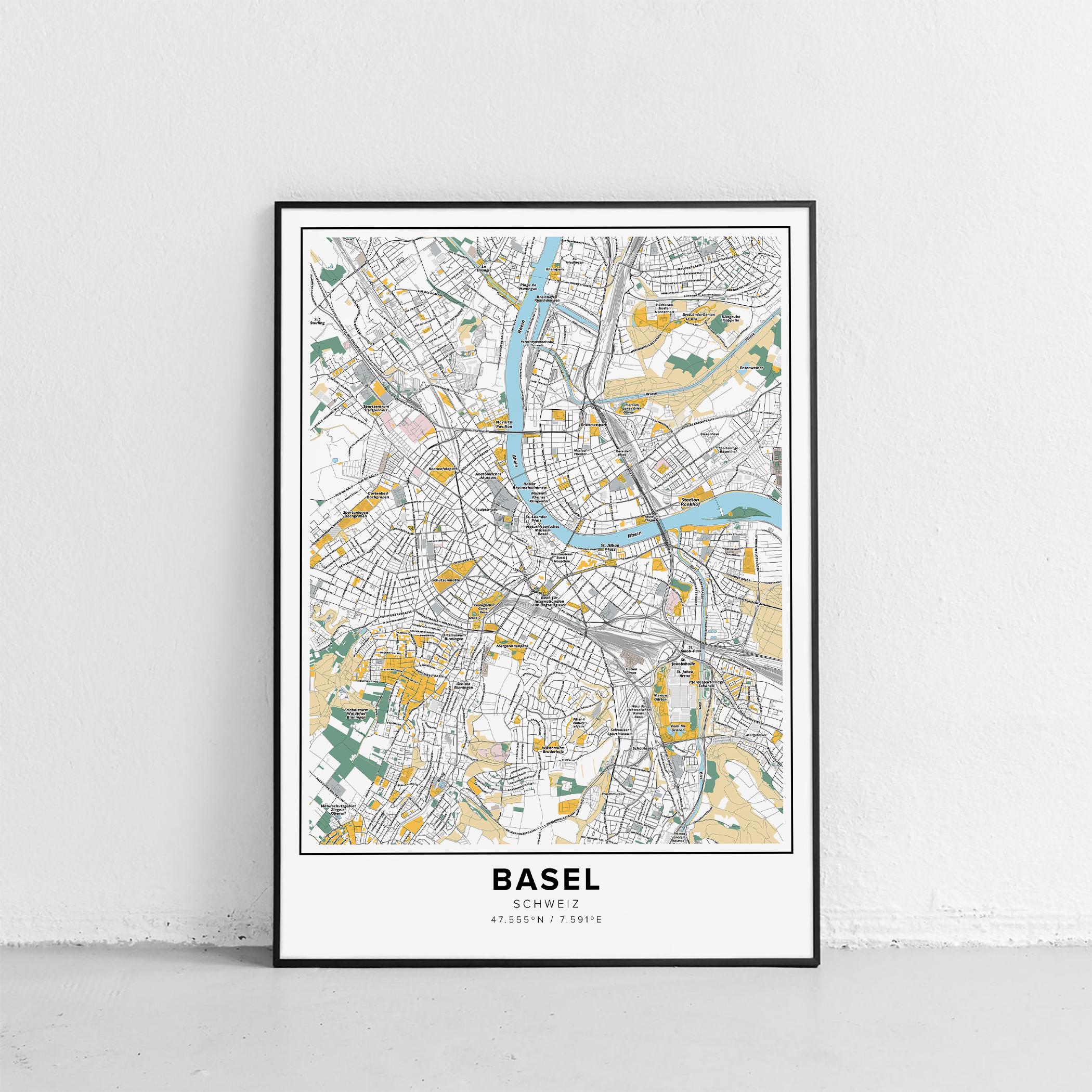 Basel Map Print, Street Names Basel Print, Printable Map of Basel, City ...