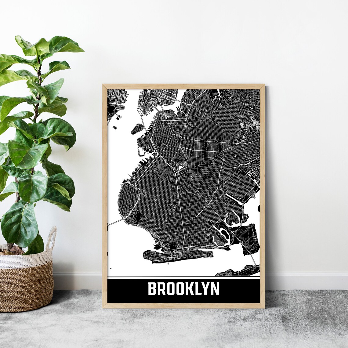 Brooklyn Map Print, Brooklyn New York Map Wall Art, Brooklyn Decor ...
