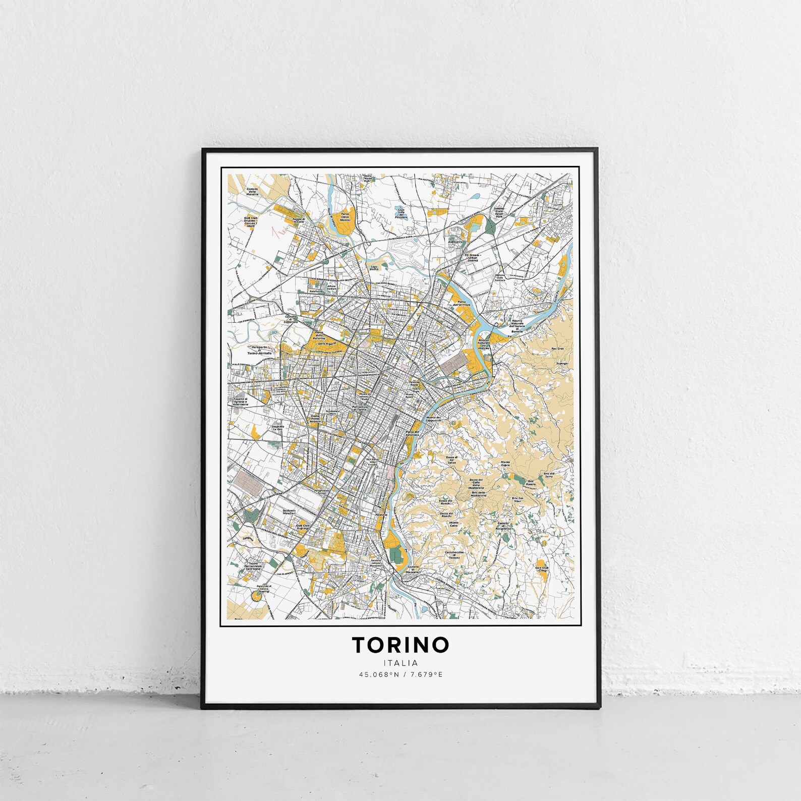 Turin Map Print, Street Names Turin Print, Printable Map of Turin, City ...