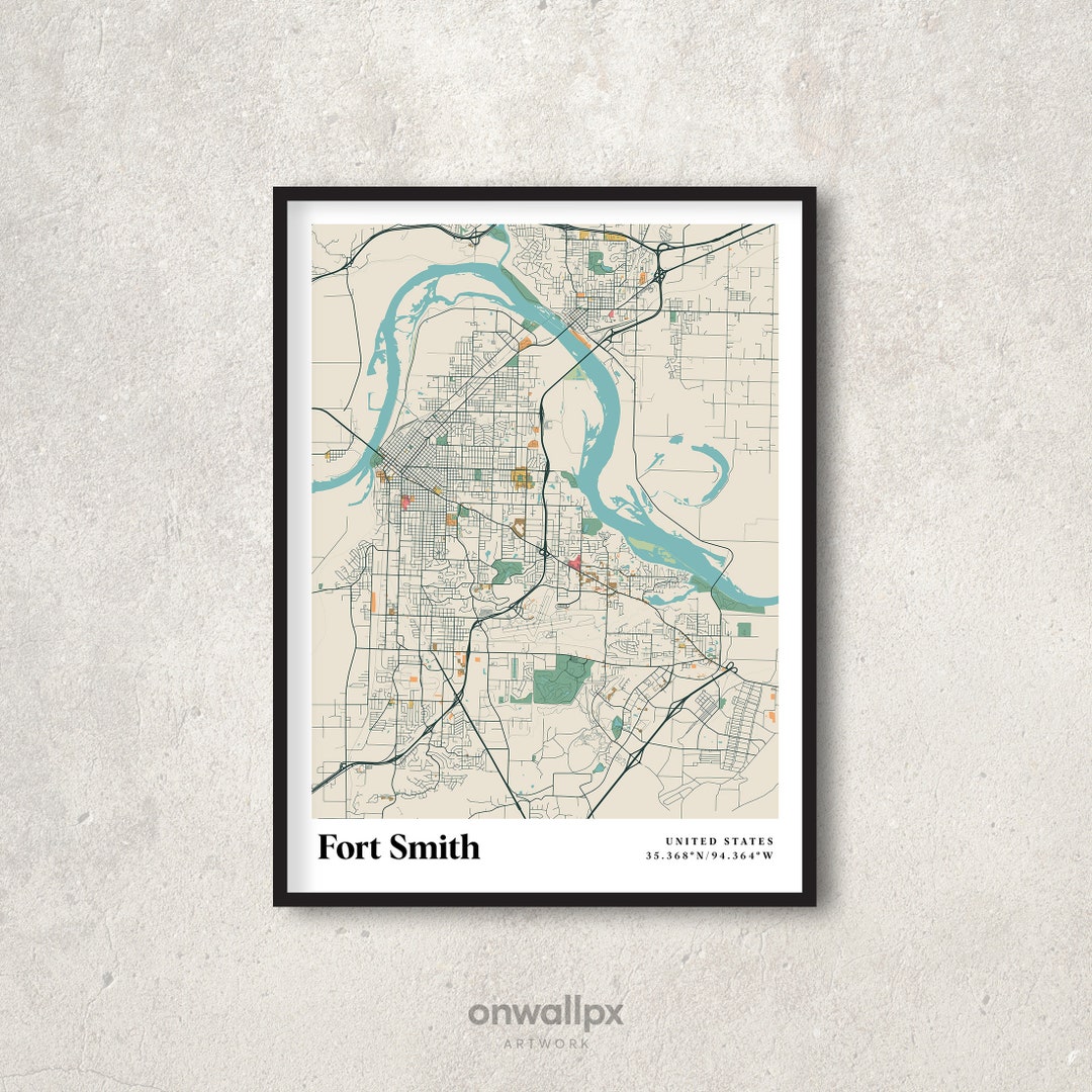 Fort Smith Map Poster Print, Retro Fort Smith Map Decor, Vintage Fort ...