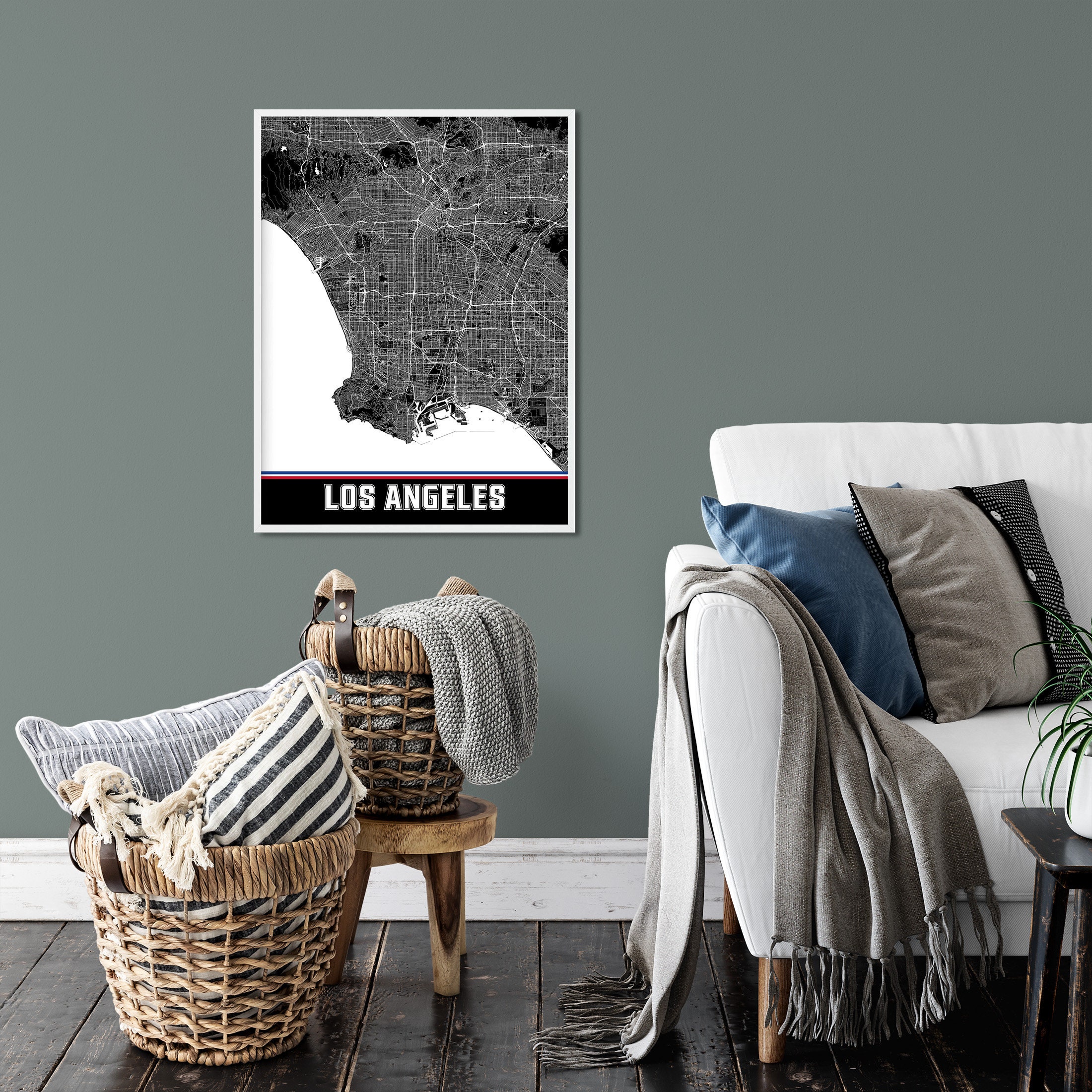 Los Angeles Map Print Los Angeles California Map Wall Art | Etsy UK