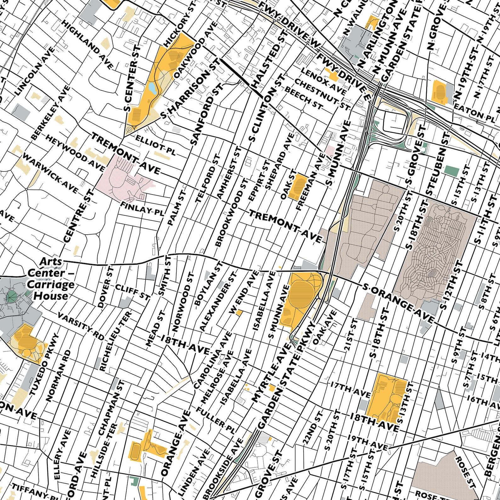 Newark Map Print, Street Names Newark Print, Printable Map of Newark ...