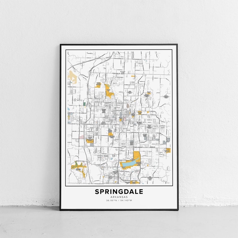 Springdale Map Print Street Names Springdale Print Map of - Etsy