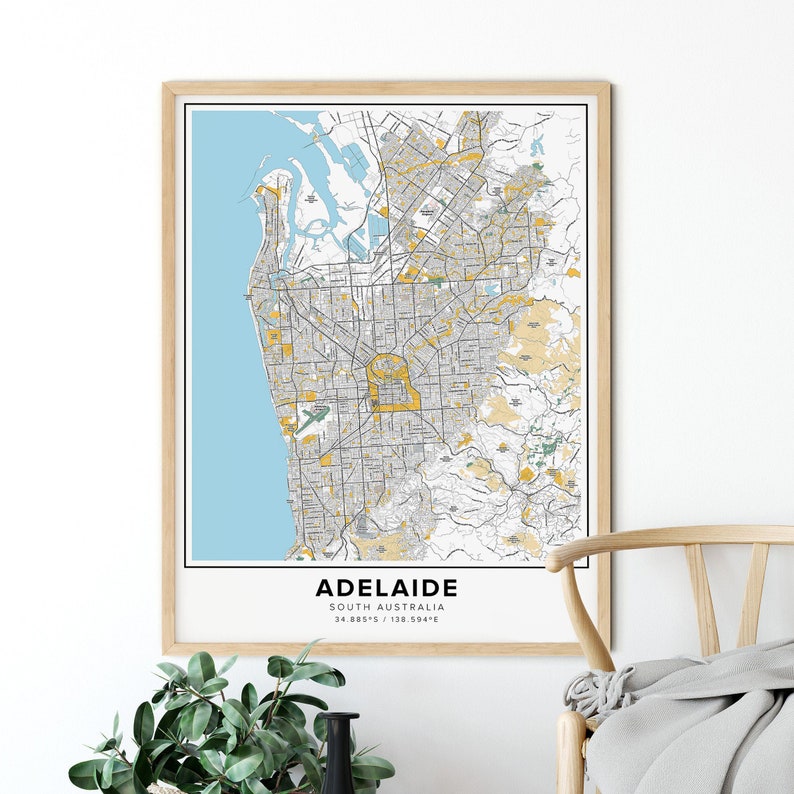 Adelaide Map Print Street Names Adelaide Print Printable Map - Etsy