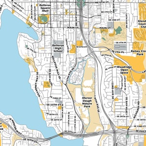 Bellevue Map Print, Street Names Bellevue Print, Printable Map of ...